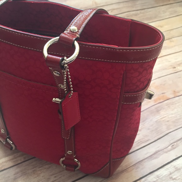 Coach | Bags | Coach Mini Signature C Gallery Red Tote | Poshmark